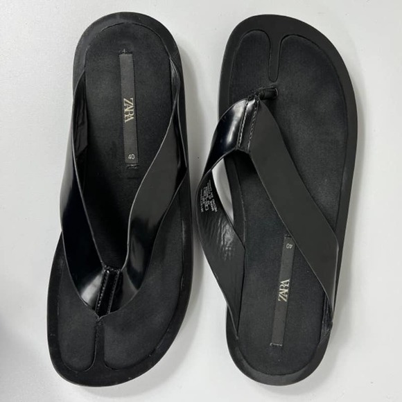 Zara | Shoes | Zara Black Minimalist Flat Sandal Flip Flop | Poshmark